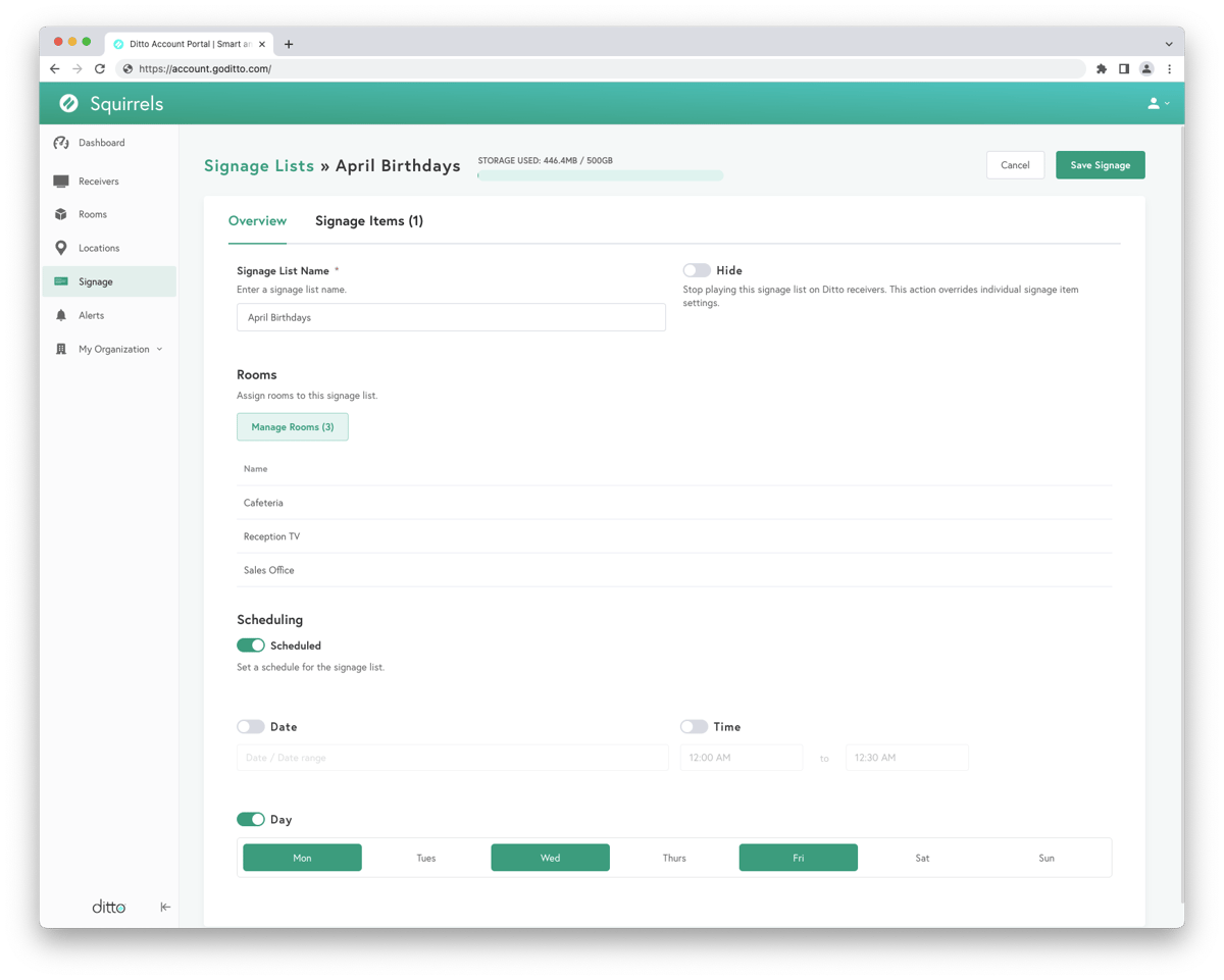 Better Digital Signage Scheduling Arrives on Ditto