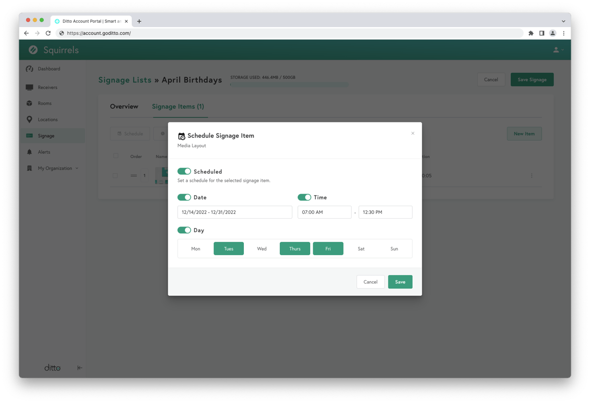 Better Digital Signage Scheduling Arrives on Ditto